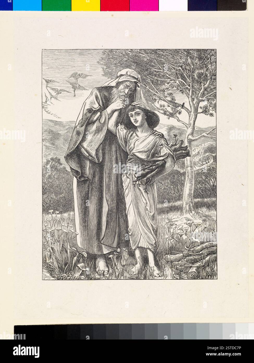 Wood engraving from 1862-1881 illustrating 'Abraham and Isaac' from ...