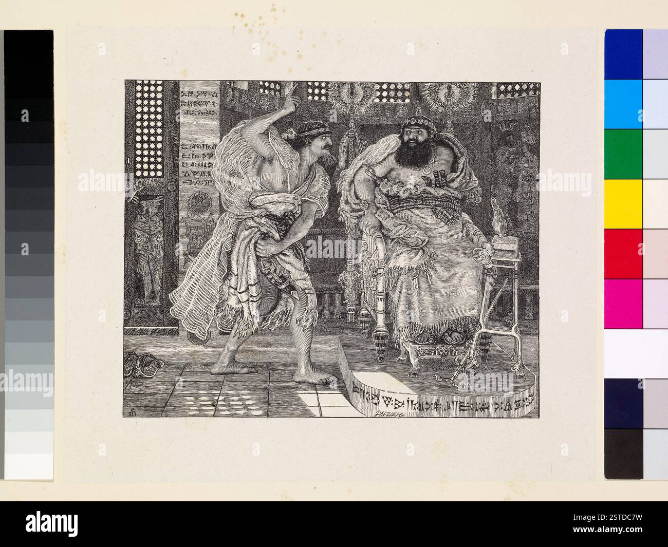 Wood engraving from 1881 illustrating 'The Death of Eglon' from Dalziel ...