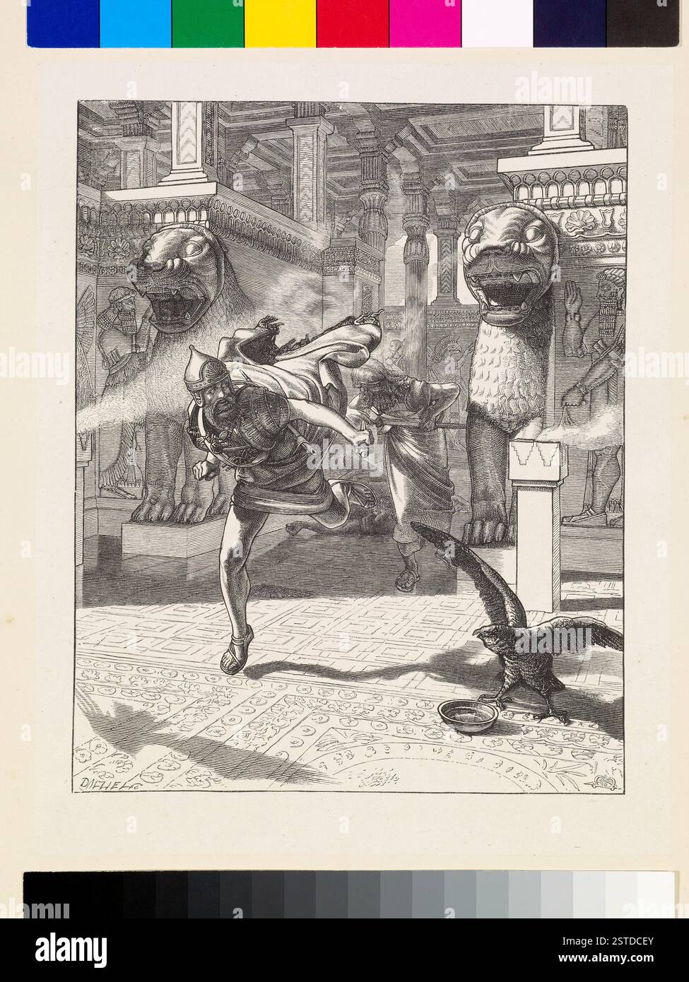 Wood engraving from 1881 illustrating 'The Flight of Adrammelech' from ...