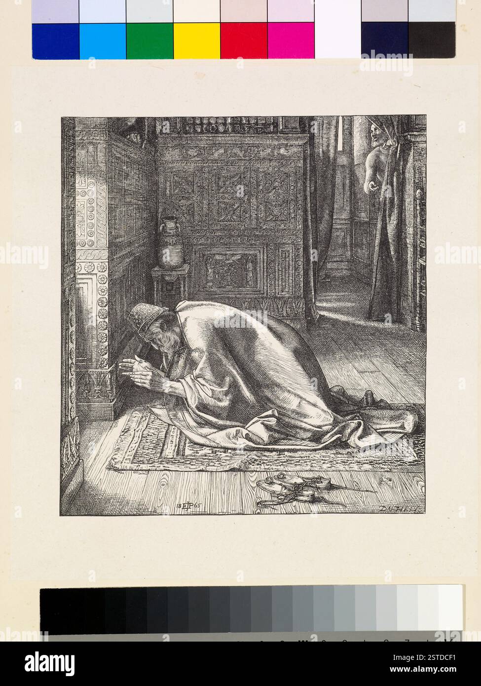 Wood engraving from 1881 illustrating 'Daniel's Prayer' from Dalziel's ...