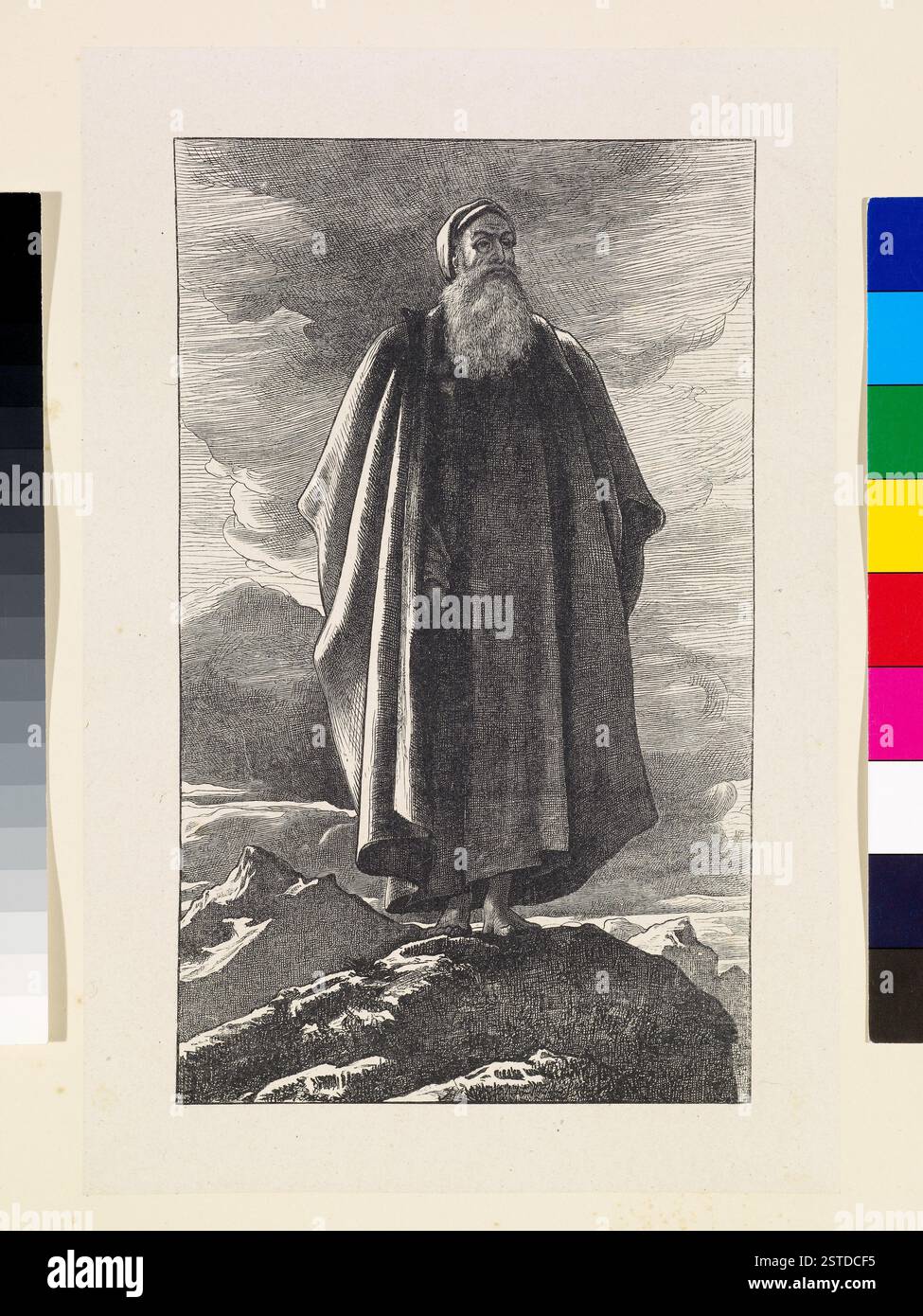 Wood engraving from 1881 illustrating 'Moses views the Promised Land ...