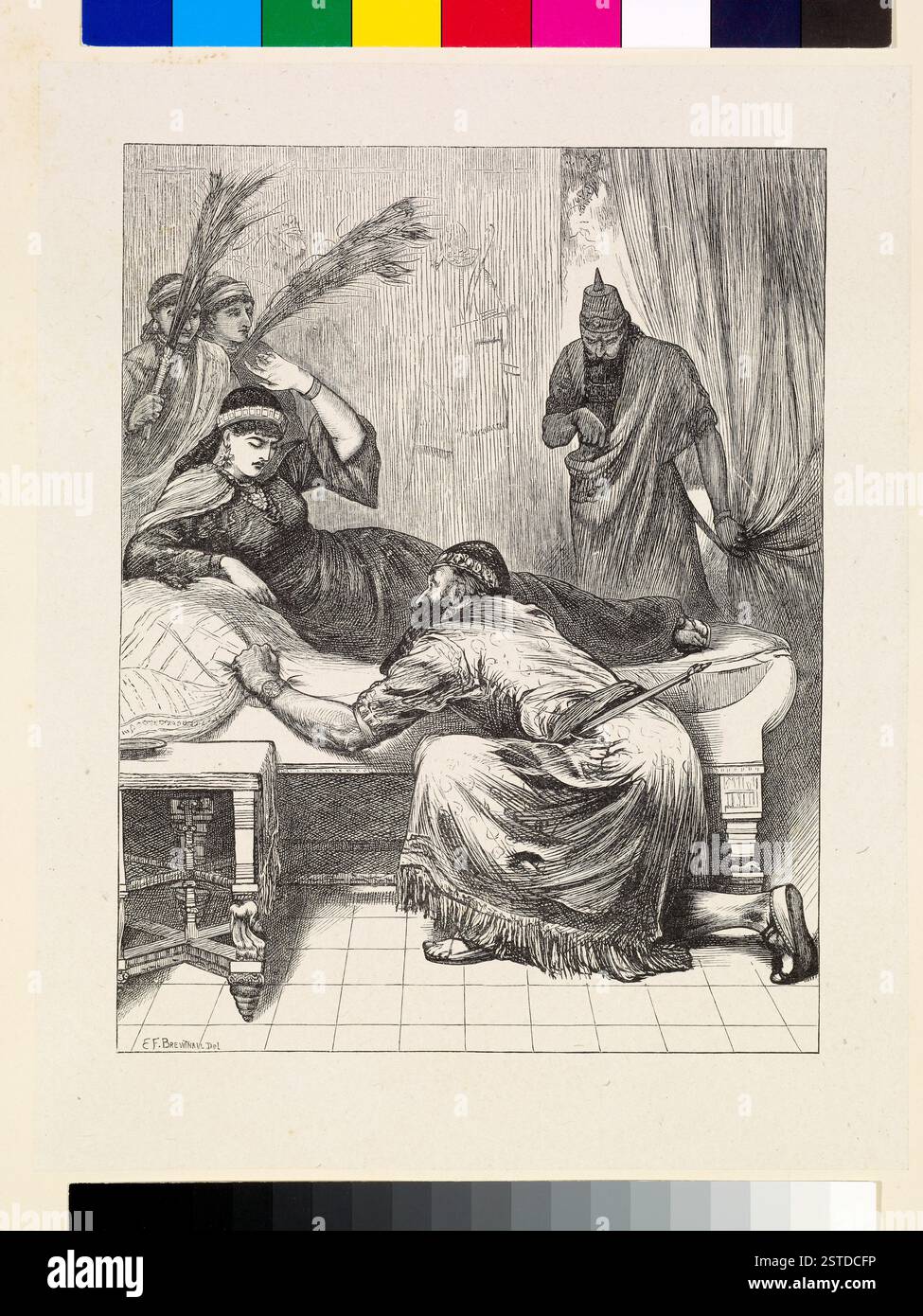 Wood engraving from 1881 depicting 'Haman Supplicating Esther' from ...