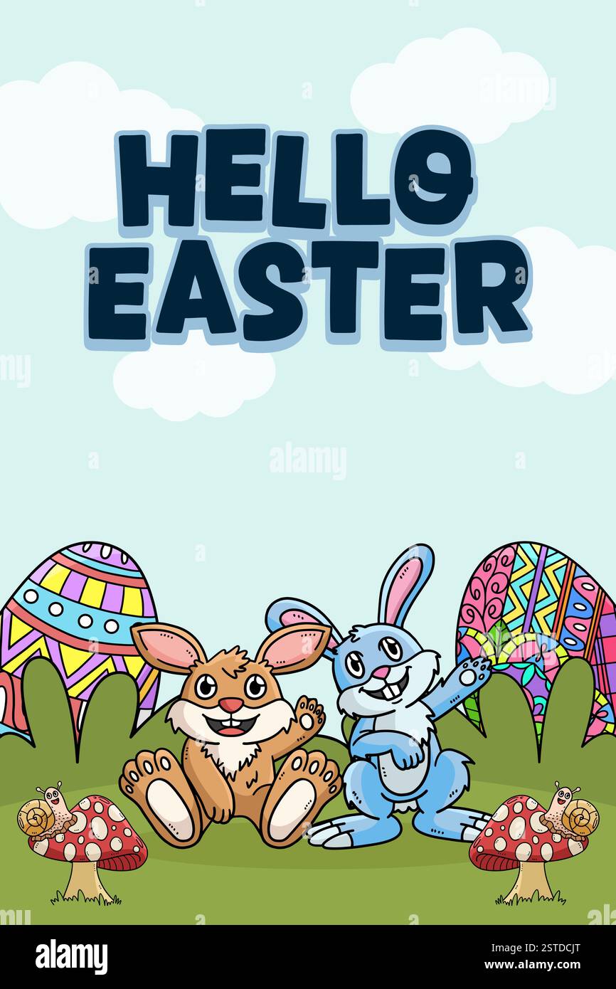 Happy Easter Egg Hunting Poster Vertical Banner Stock Vector Image ...