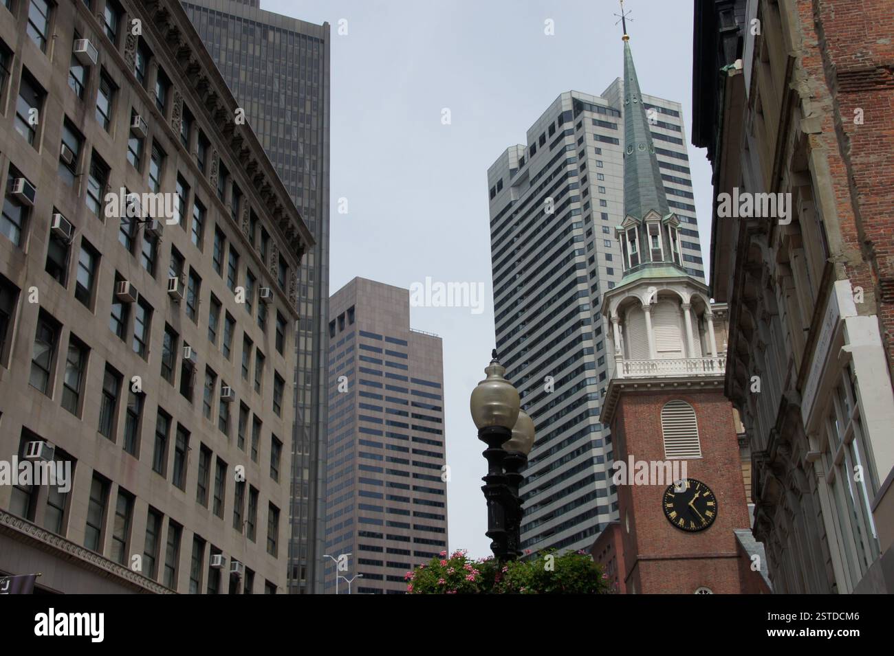 Boston skyline. Modern skyscrapers juxtapose with historic brick ...