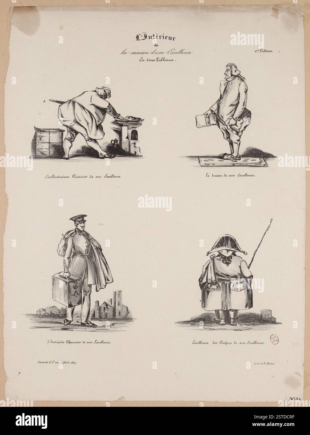 Four vignettes illustrate different types of servants, including a ...