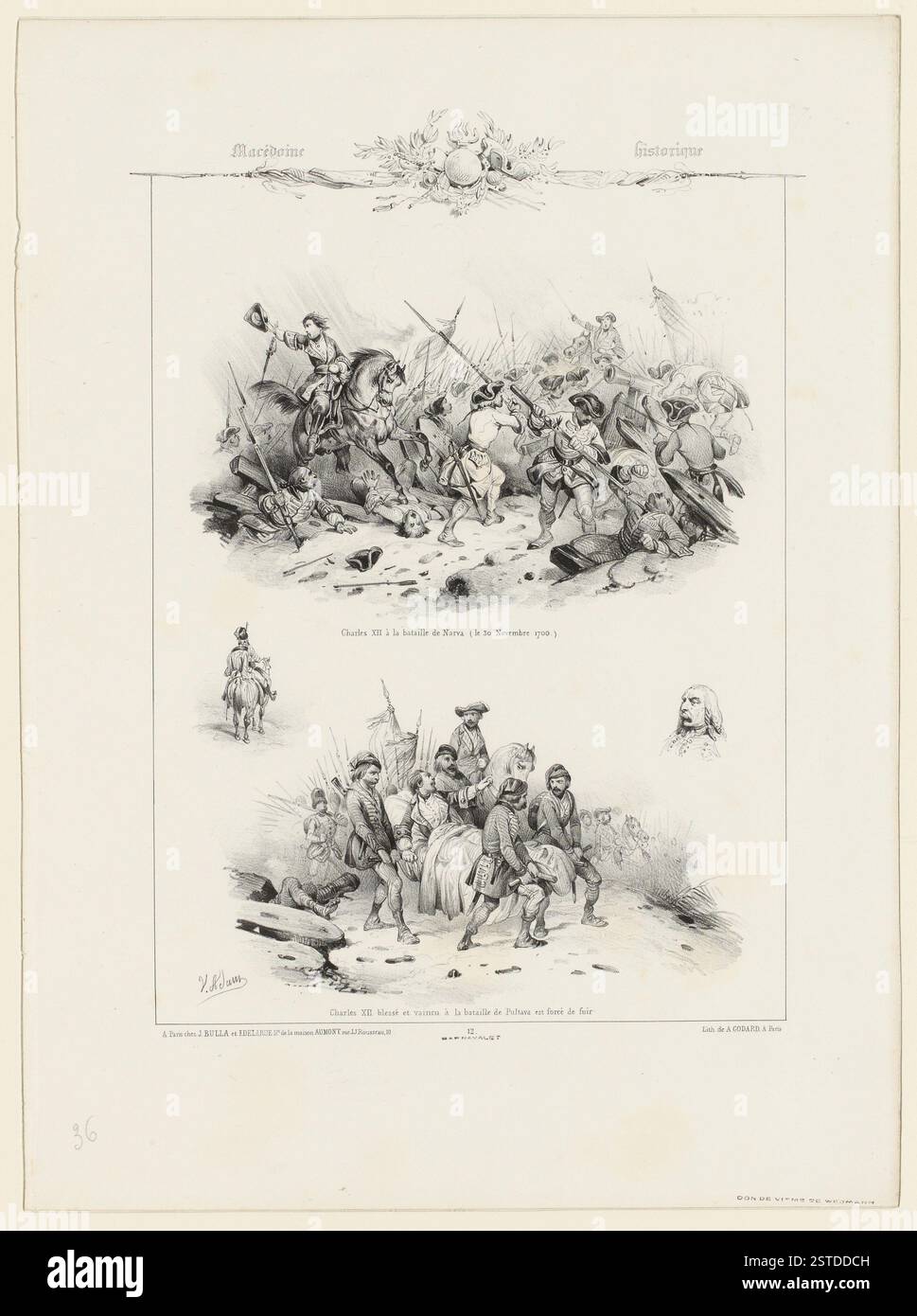 Charles XII depicted in a series of battle scenes, capturing the key ...