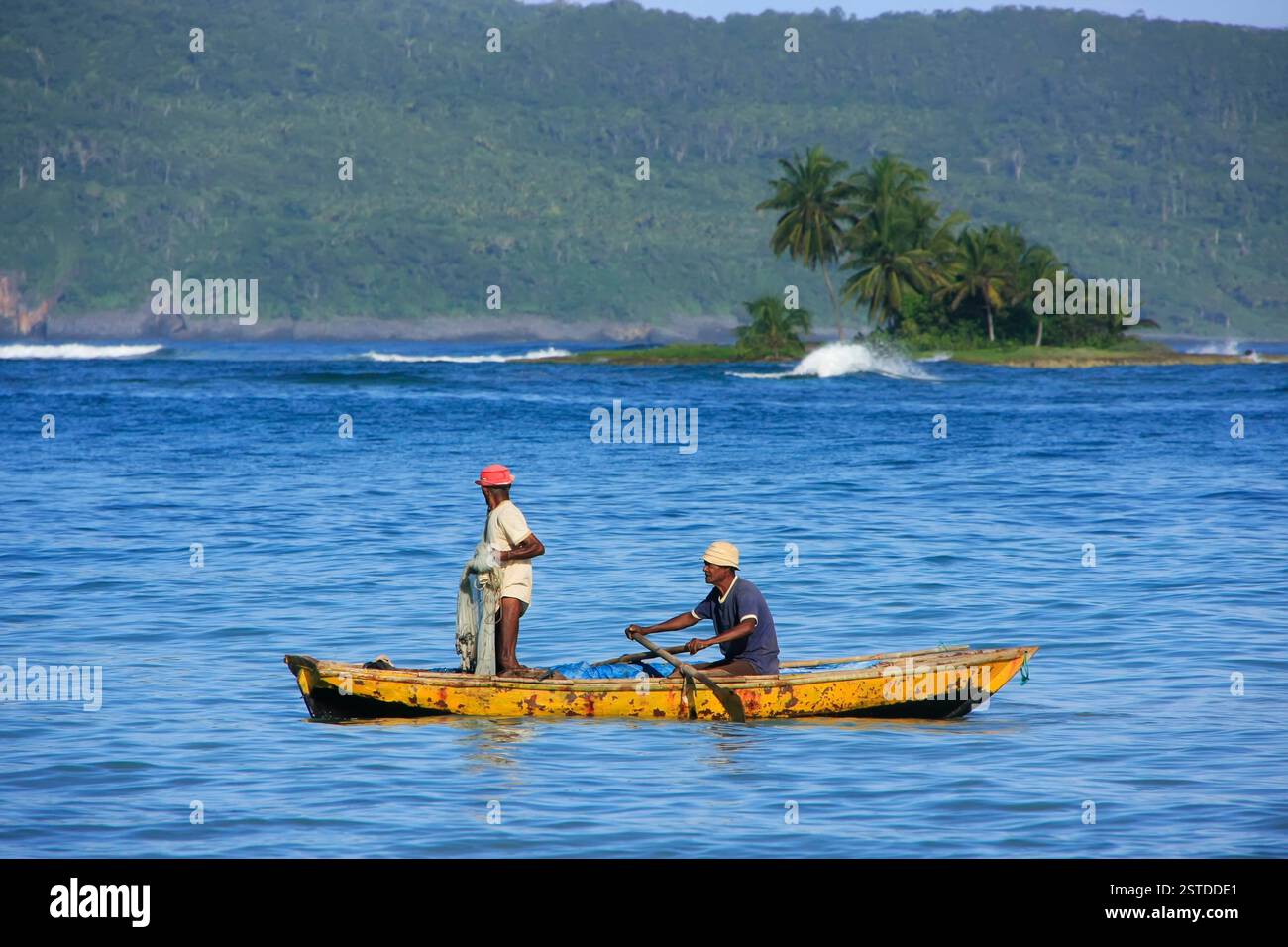 Local men fishing near Las Galeras, Samana peninsu Stock Photo - Alamy