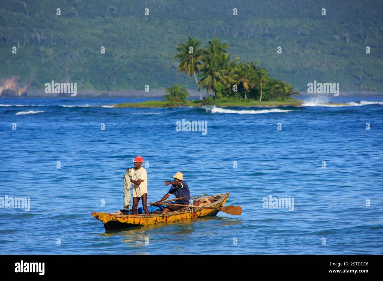 Local men fishing near Las Galeras, Samana peninsu Stock Photo - Alamy