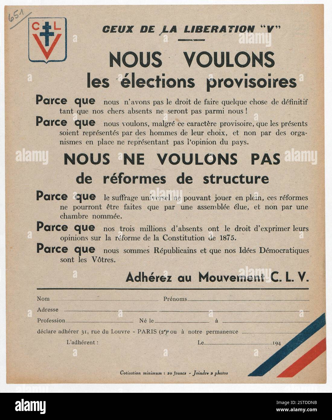 CDLL emblem accompanied by a tricolor banner representing a nationalist ...