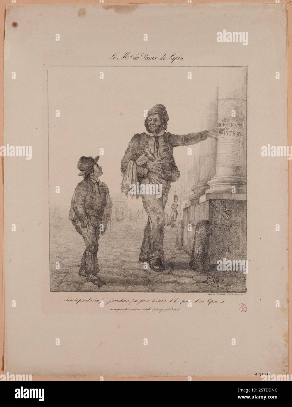 Representation of a rabbit skins merchant designating a closet stuck on ...