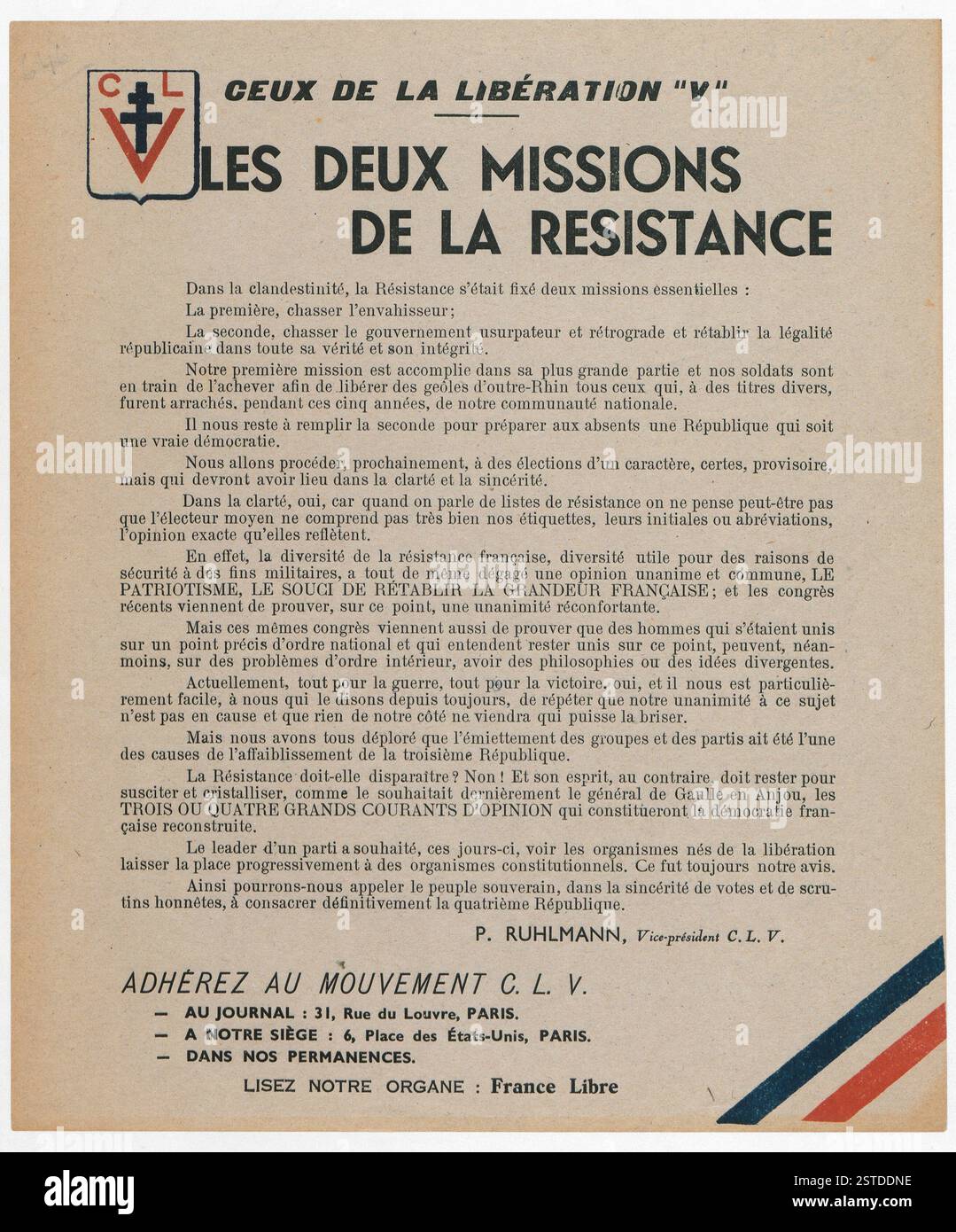 Movement emblem with a tricolor banner featuring the symbol of a ...