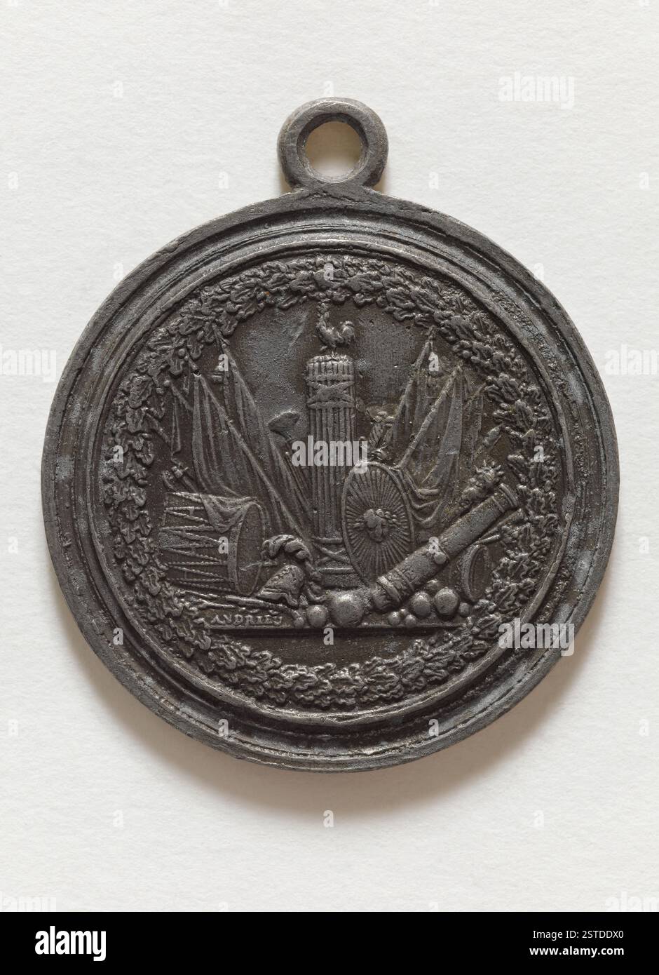 A detailed sculpture of Lictor’s beam, with a rooster perched atop it ...