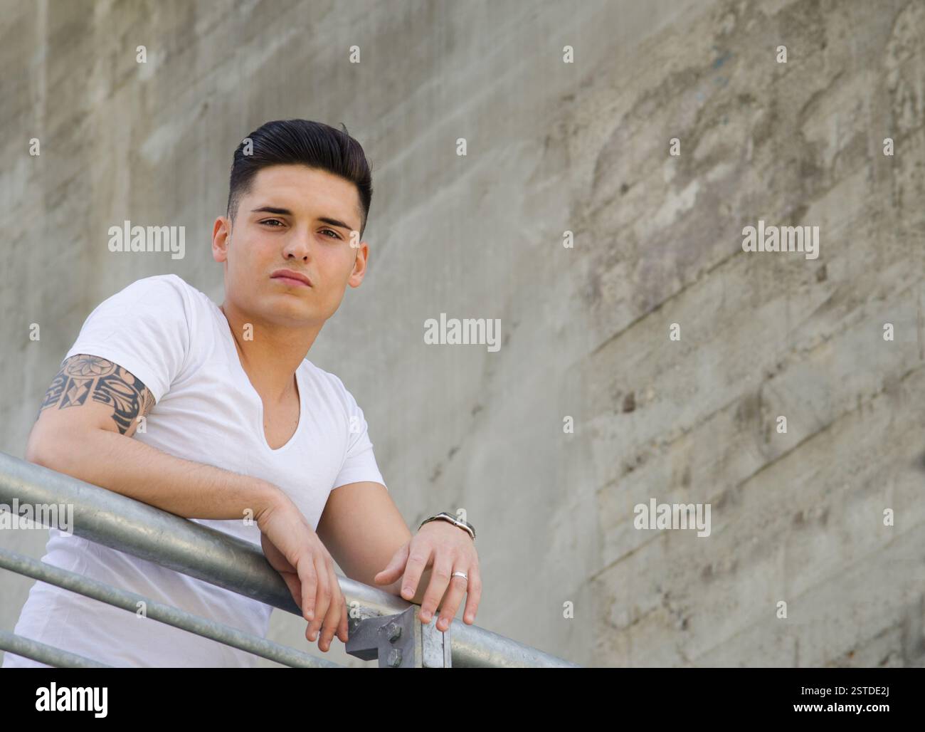 Leaning railing hi-res stock photography and images - Alamy