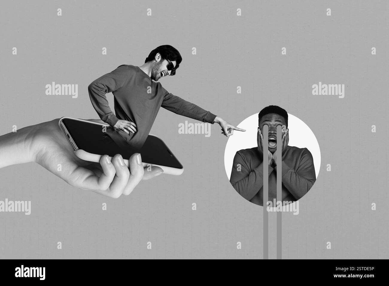 Photo cartoon comics sketch collage picture of guy bullying bloggers ...