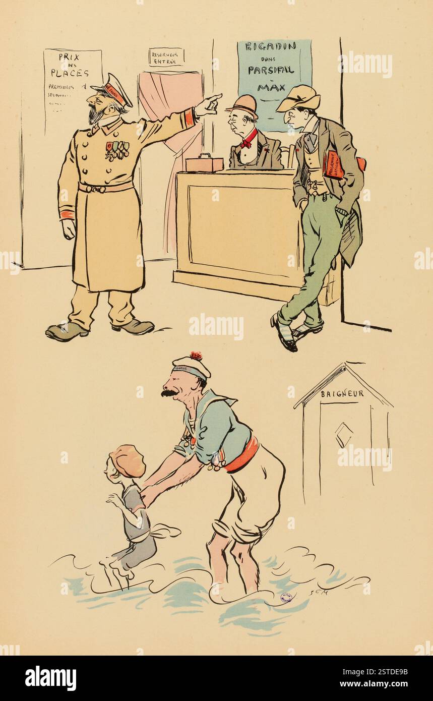 A theatrical scene featuring Gabriel Astruc in uniform, Wolf at the ...