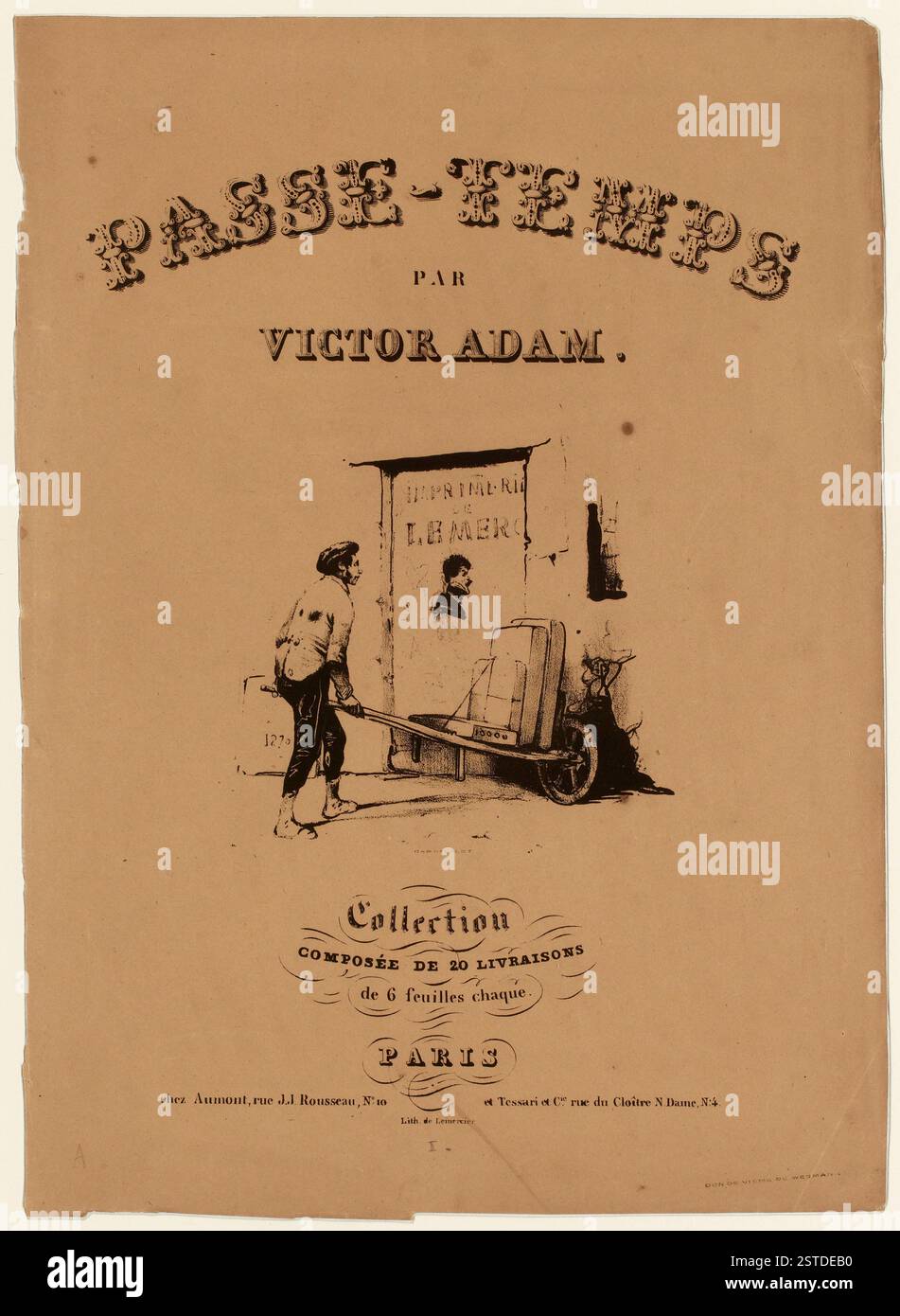 Tank operator pushing a wheelbarrow loaded with lithographic stones ...