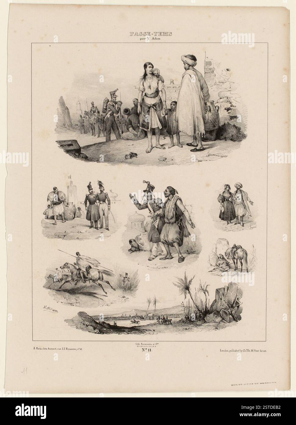 Egyptian scenes in seven vignettes, depicting daily life and costumes ...