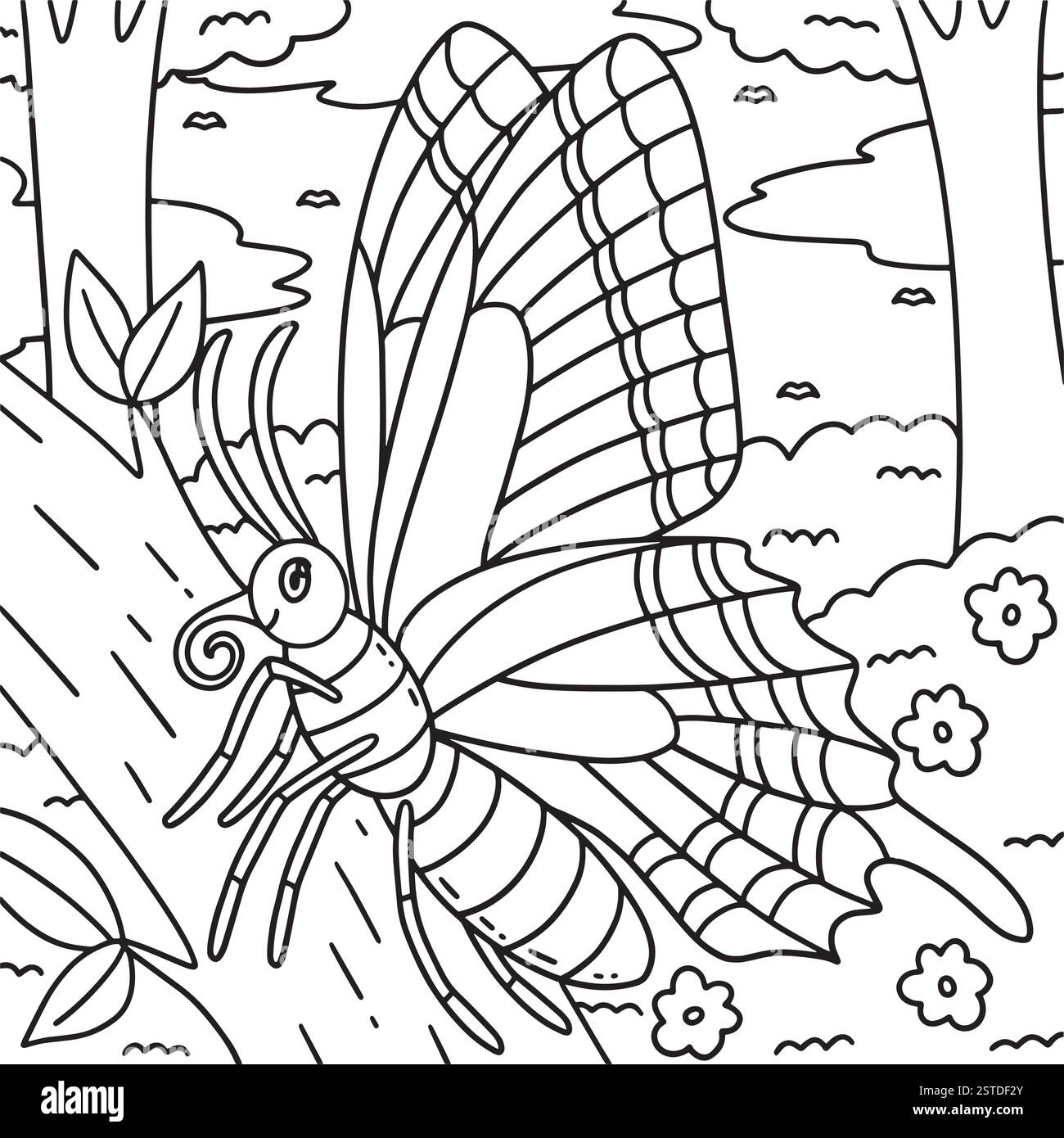 Insect Swallowtail Butterfly Animal Coloring Page Stock Vector Image ...