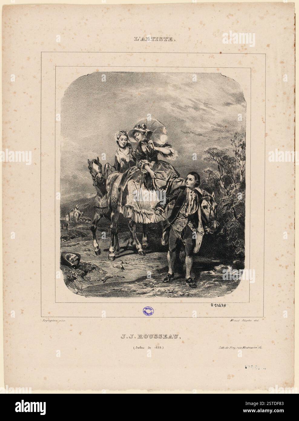 An illustration from Jean-Jacques Rousseau's 'Confessions', depicting ...