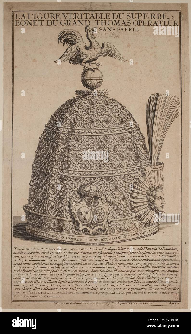 Representation of a silver cap, that Thomas, operator of Louis XIV, and ...