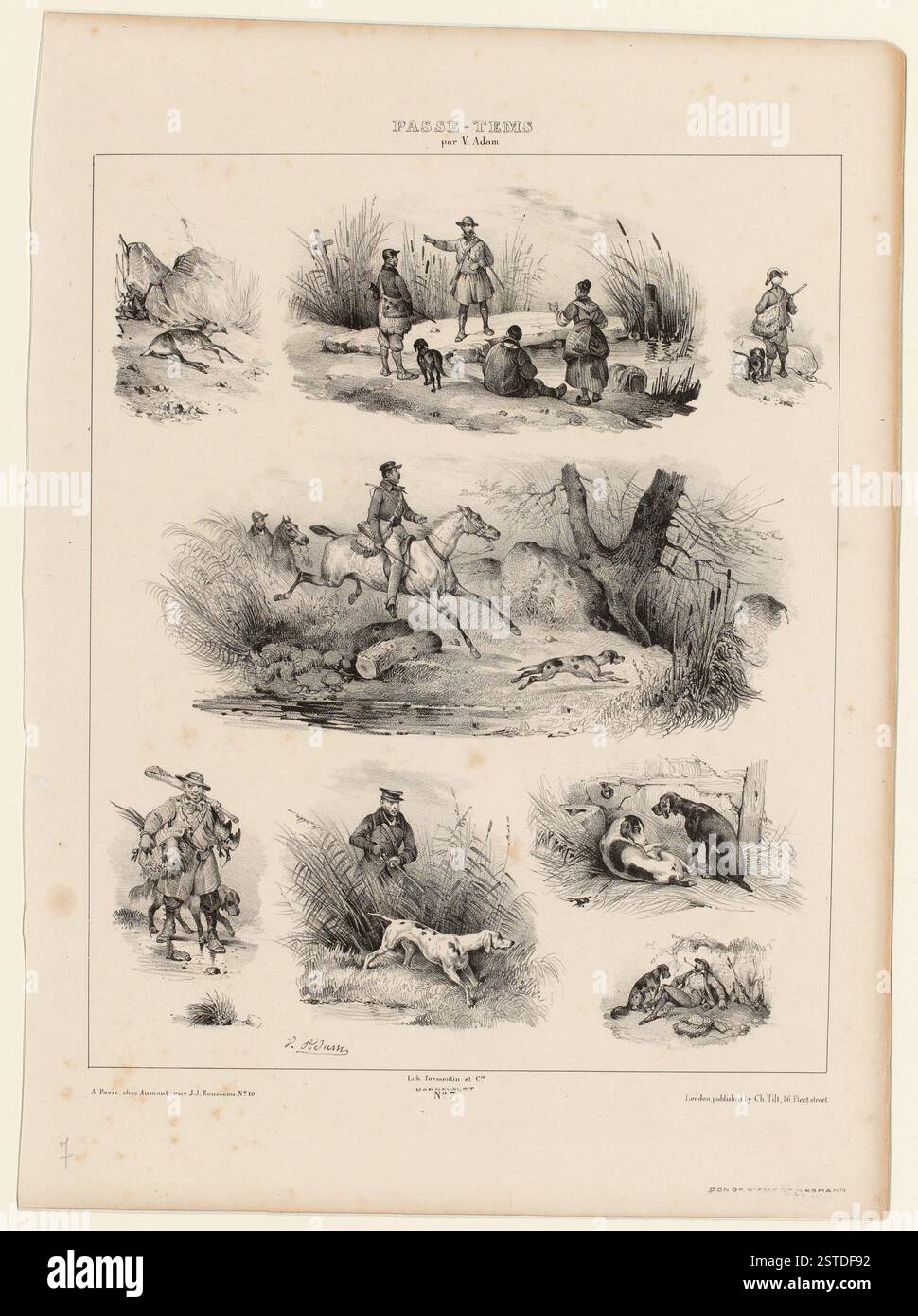 Hunting scenes depicted in eight vignettes, showcasing a campaign ...
