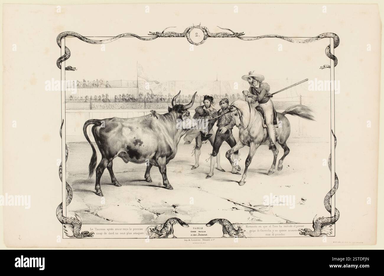 In the bullfighting arena, a Picador and two roasted are seen alongside ...