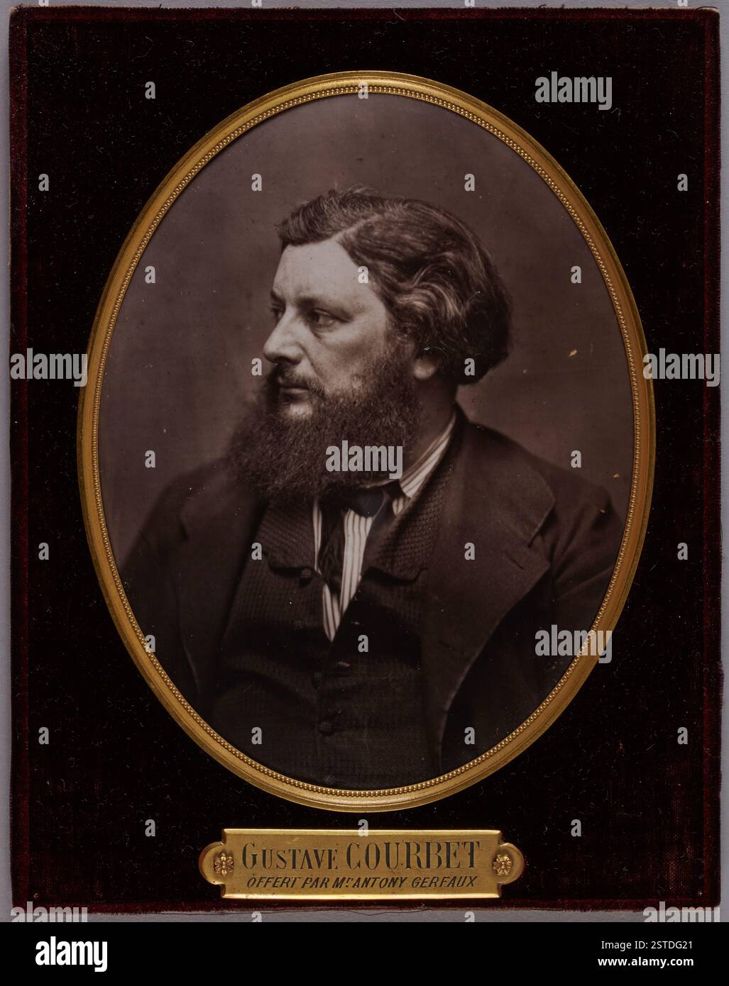 A bust portrait of French painter Gustave Courbet, shown in three ...