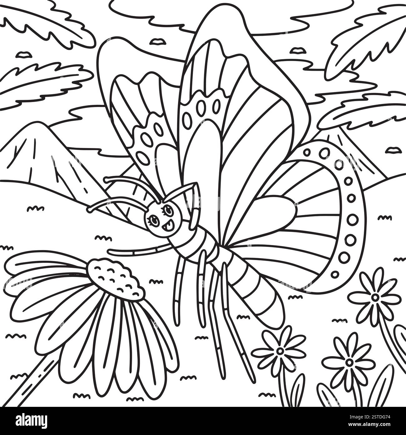 Insect Monarch Butterfly Animal Coloring Page Stock Vector Image & Art ...
