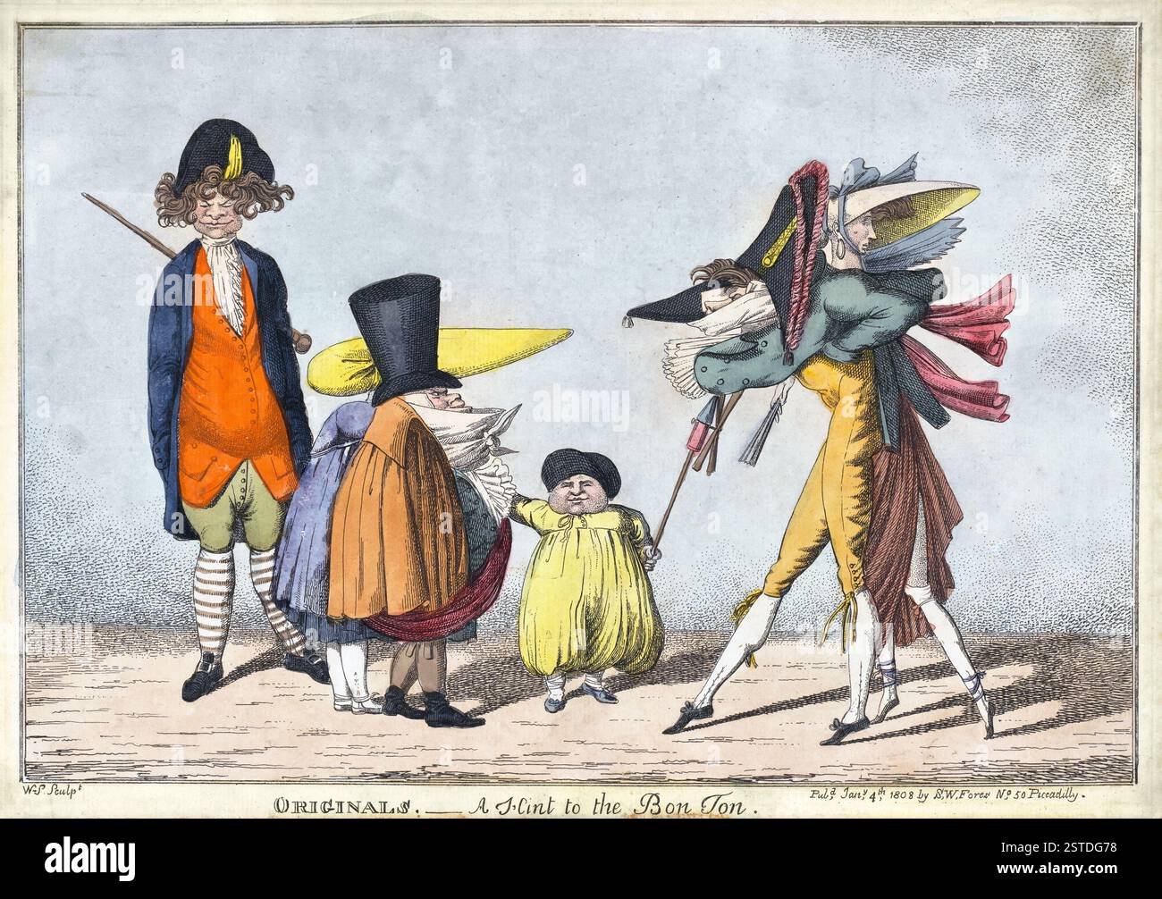 A print coloured engraving of originals - A hint to the Bon Ton ...