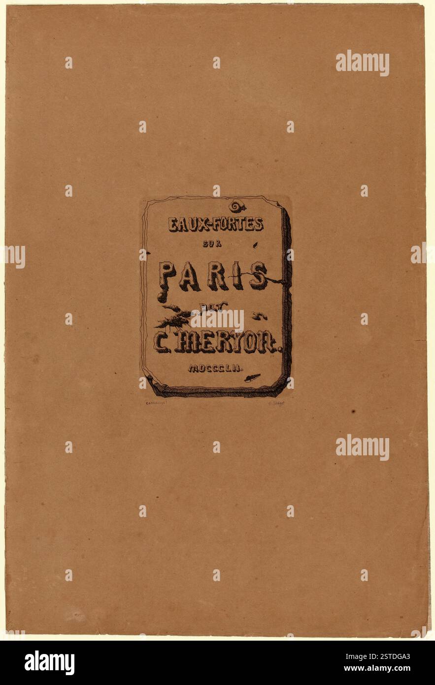 The first cover of a 1852 collection of etchings by Charles Méryon in ...