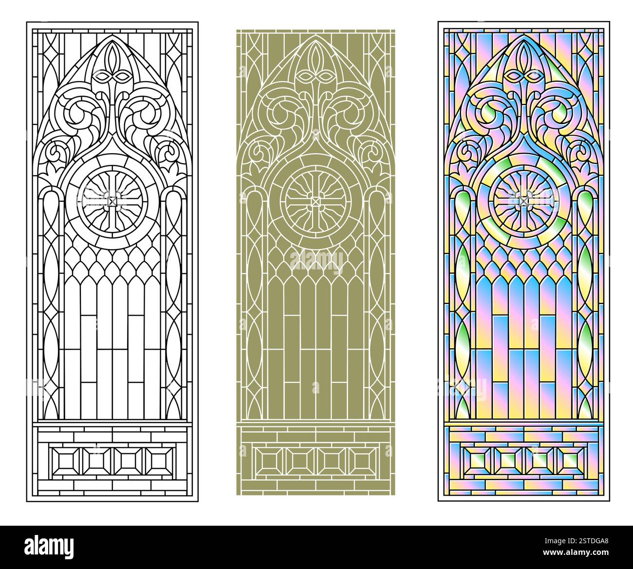 Gothic Classic stained glass for a door or window Stock Vector Image ...