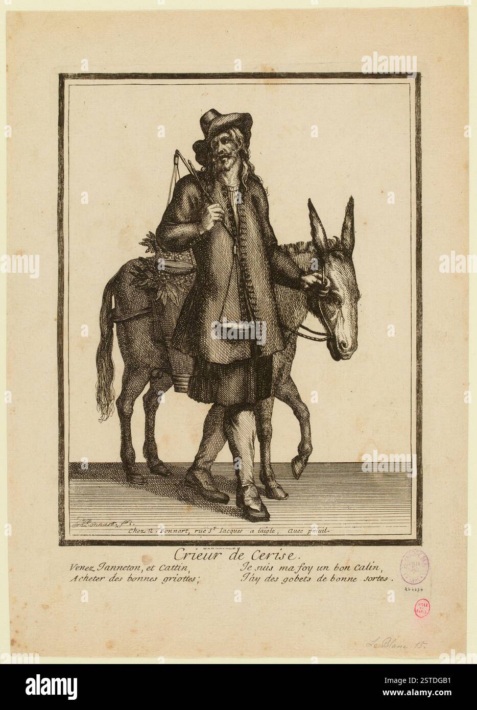 A 17th-century scene featuring a cherry merchant from the Cris de Paris ...