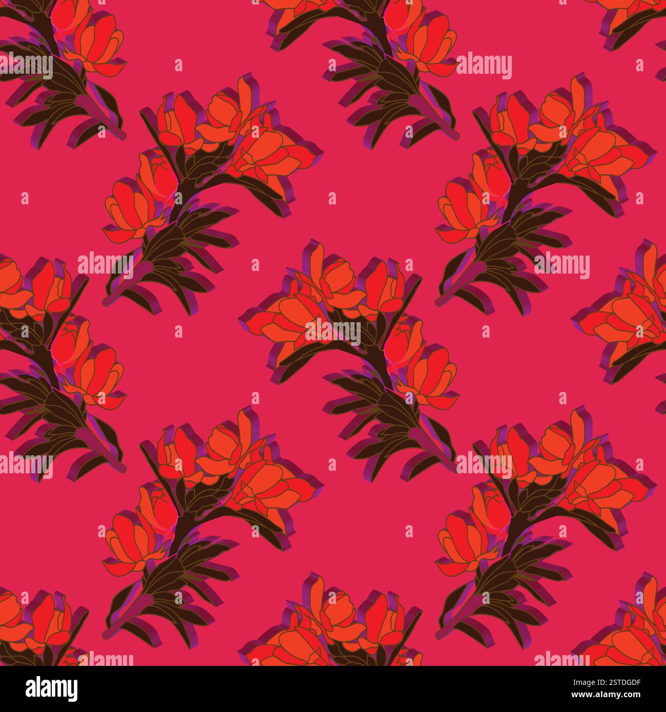 All Over Floral Pattern Vector flower seamless pattern. 3D elements ...