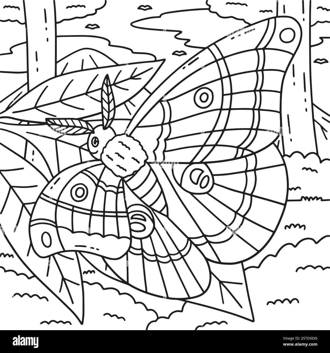 Insect Moth Animal Coloring Page for Kids Stock Vector Image & Art - Alamy