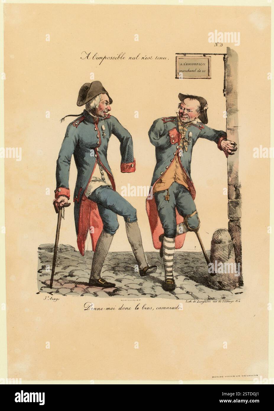 Two crippled soldiers depicted in a scene highlighting their condition ...
