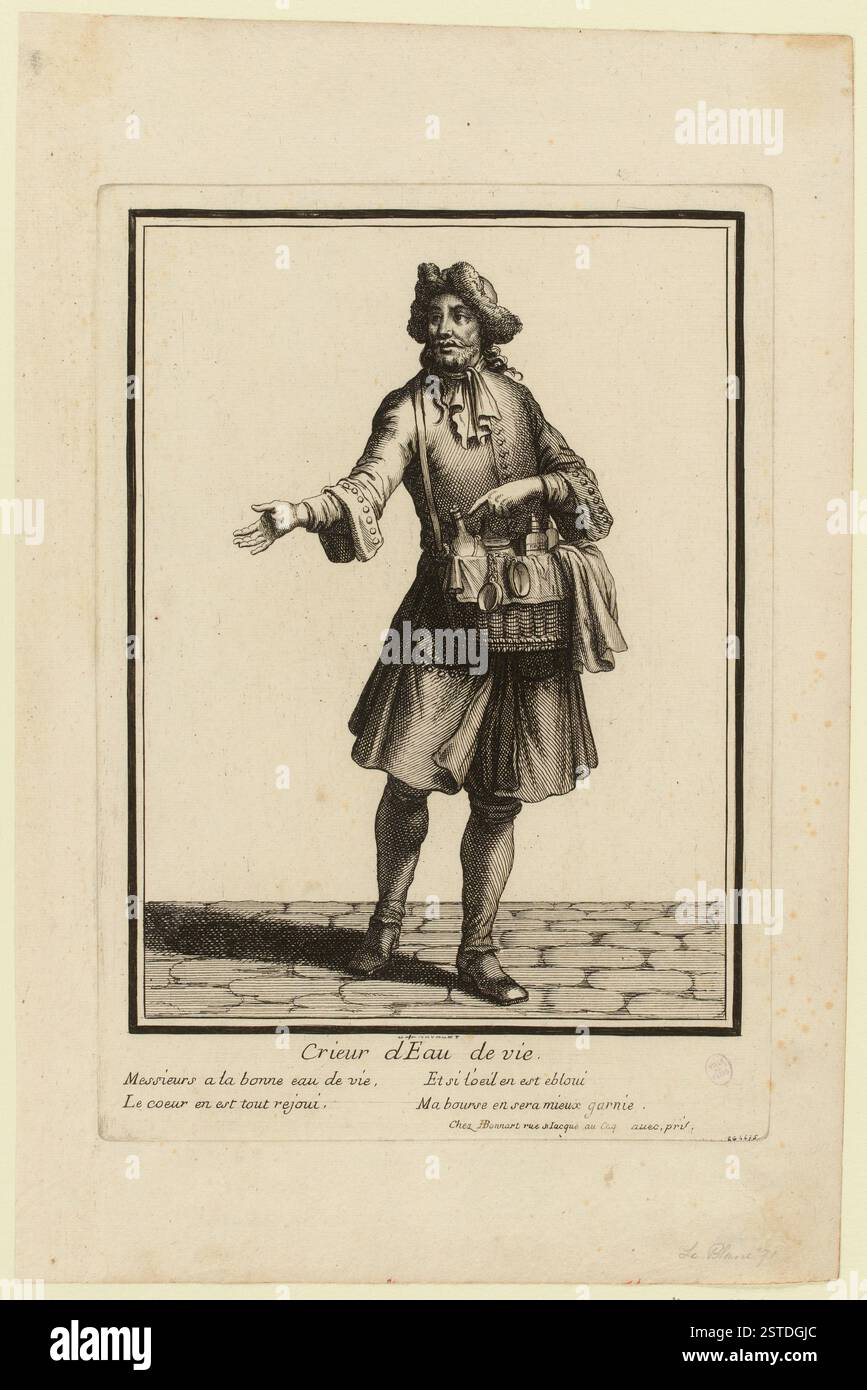 A 17th-century scene depicting a life merchant from the Cris de Paris ...