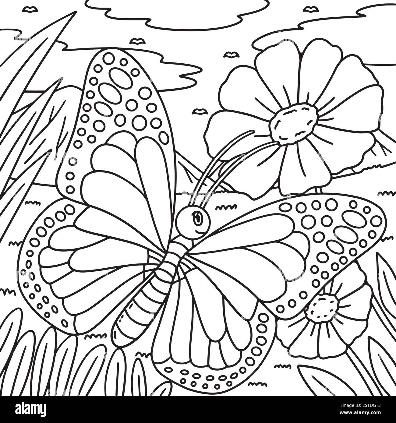 Insect Blue Morpho Butterfly Animal Coloring Page Stock Vector Image ...