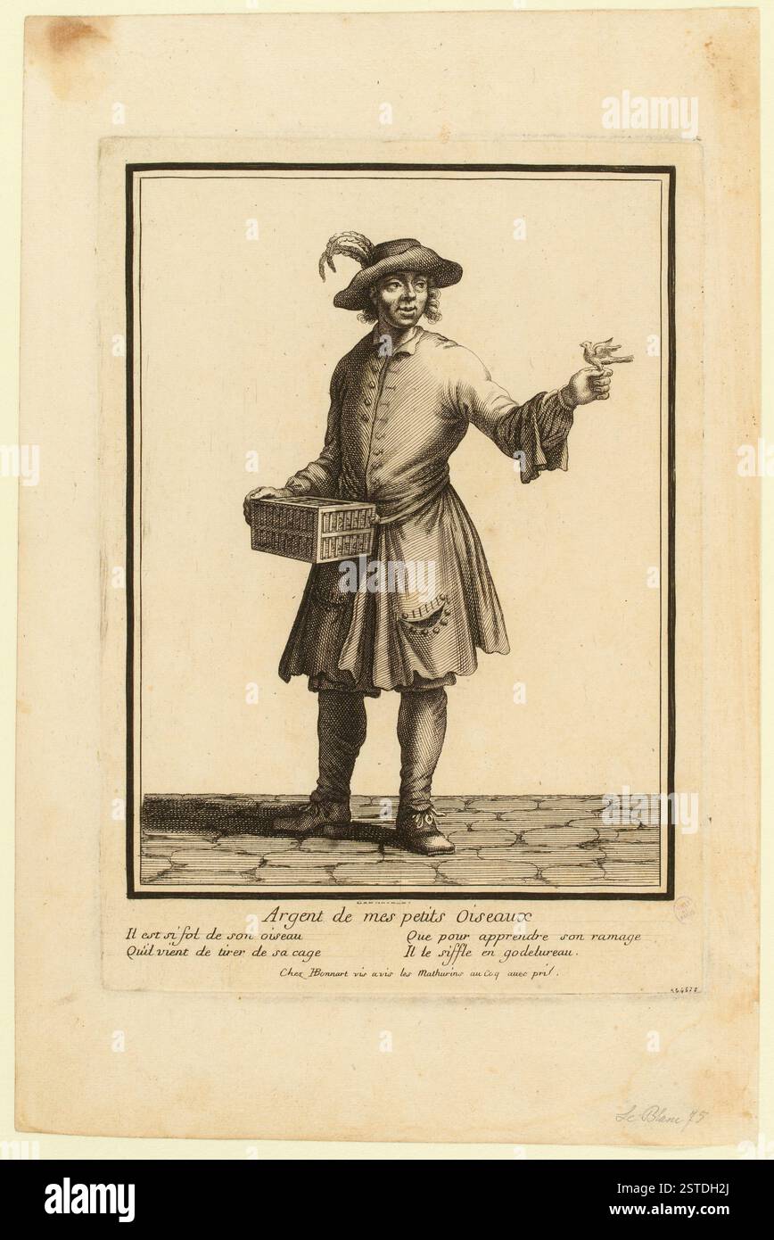A 17th-century scene illustrating a bird merchant from the Cris de ...