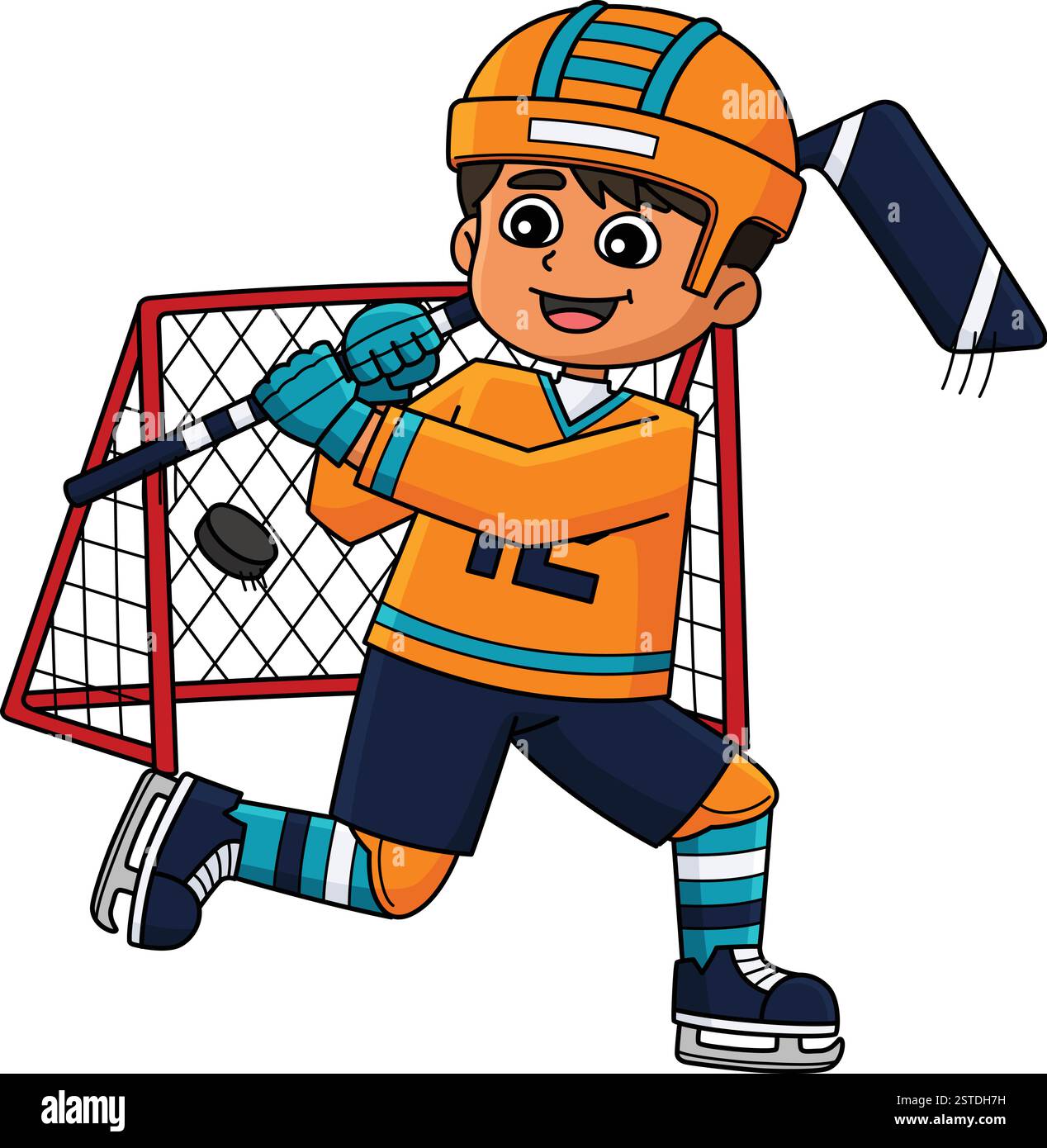Ice Hockey Boy Player Making Goal Cartoon Clipart Stock Vector Image ...