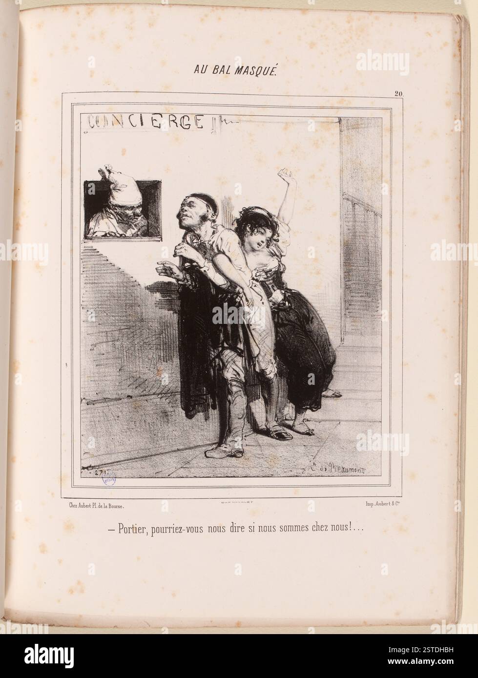 At the mask ball, board nº20: A man holding a disguised and drunk woman ...