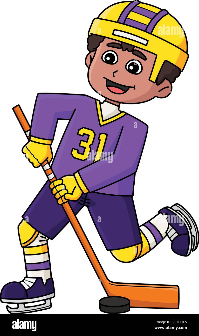 Ice Hockey Boy Player Passing the Puck Clipart Stock Vector Image & Art ...