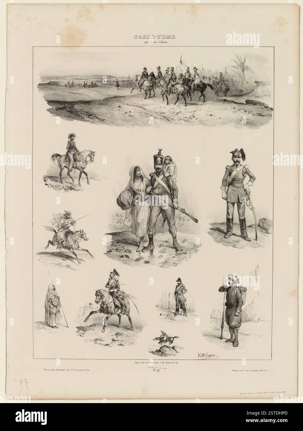 Ten vignettes depicting Napoleonic soldiers, Arabs, and Mamelouks ...