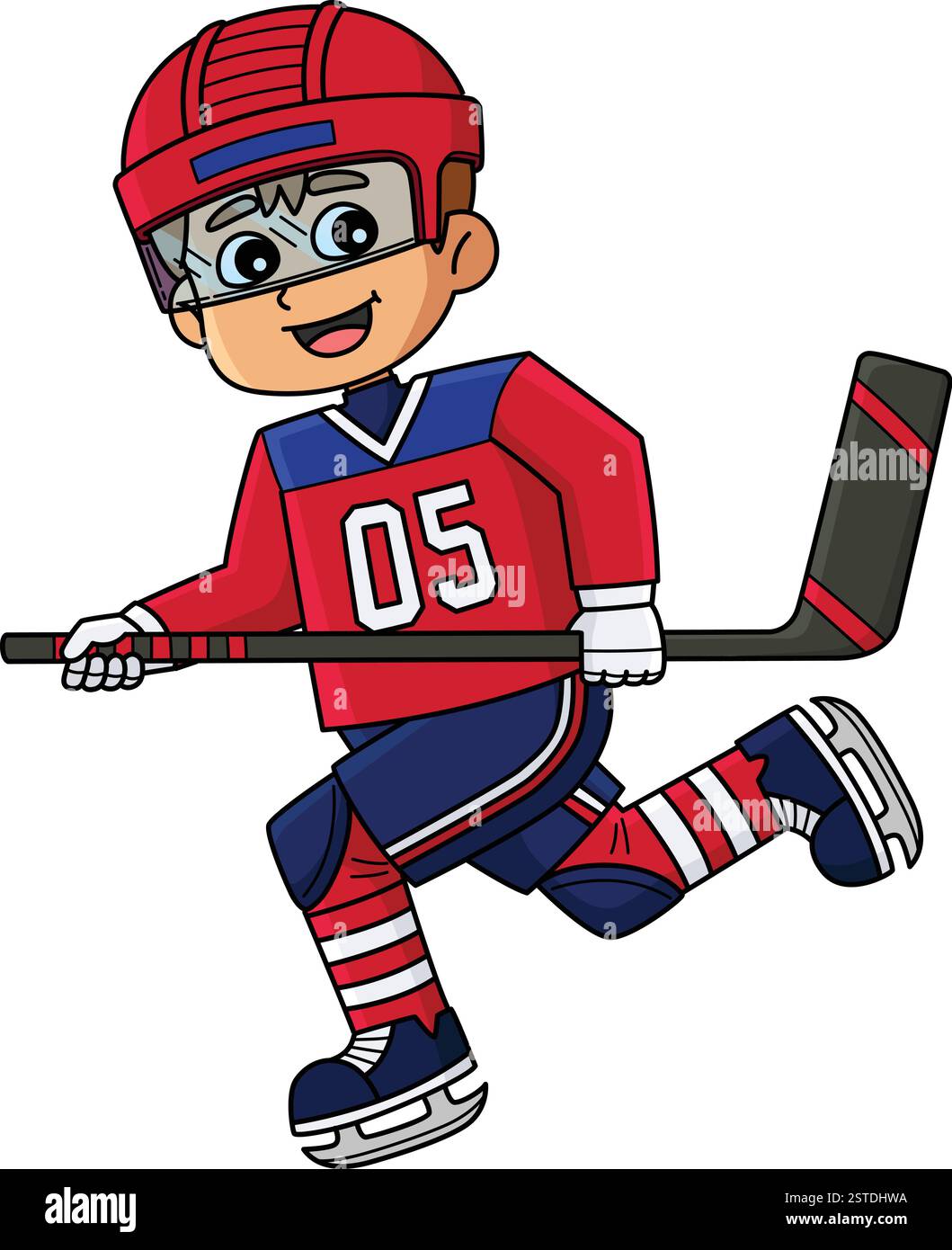 Ice Hockey Boy Player Running Cartoon Clipart Stock Vector Image & Art ...