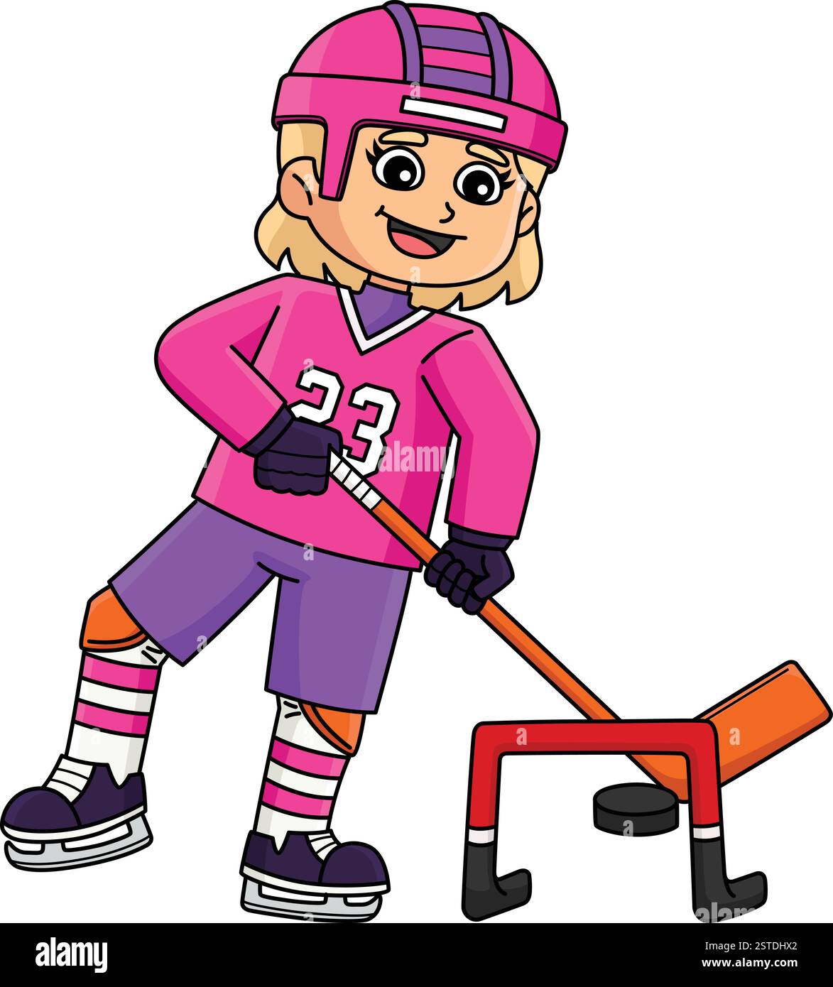 Ice Hockey Girl Player Training Cartoon Clipart Stock Vector Image ...