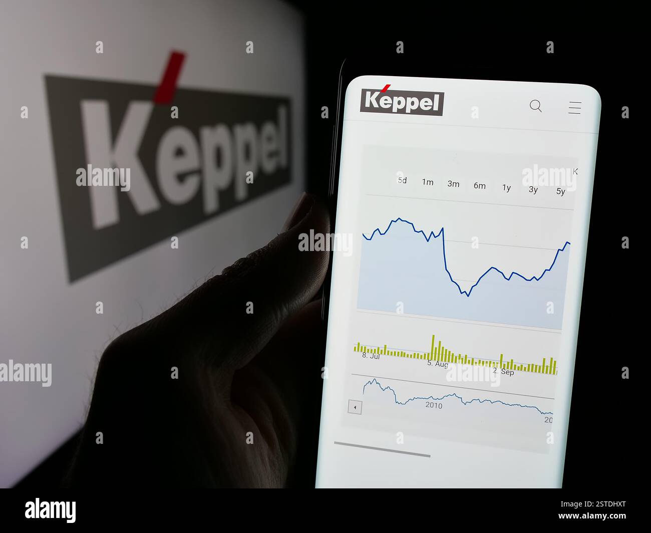 In this photo illustration, a person is holding a cellphone with the webpage of Singaporean ...