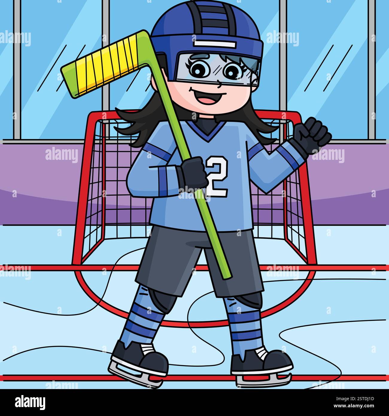 Ice Hockey Girl Player Colored Cartoon Stock Vector Image & Art - Alamy