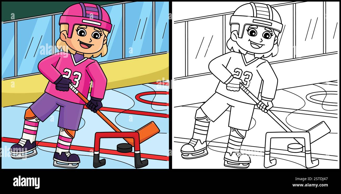 Ice Hockey Girl Player Training Illustration Stock Vector Image & Art ...