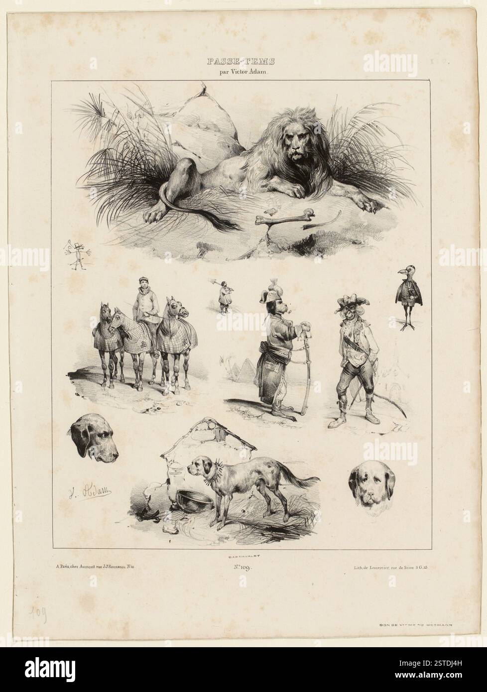 Ten vignettes featuring a variety of lions, racing horses, disguised ...