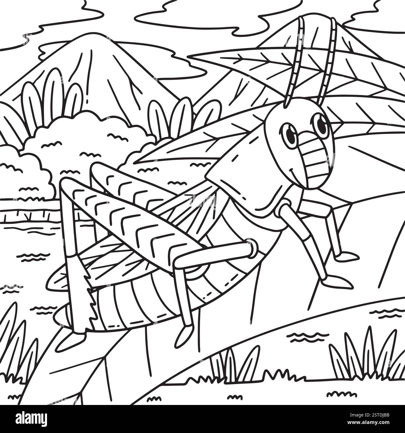 Insect Grasshopper Animal Coloring Page for Kids Stock Vector Image ...