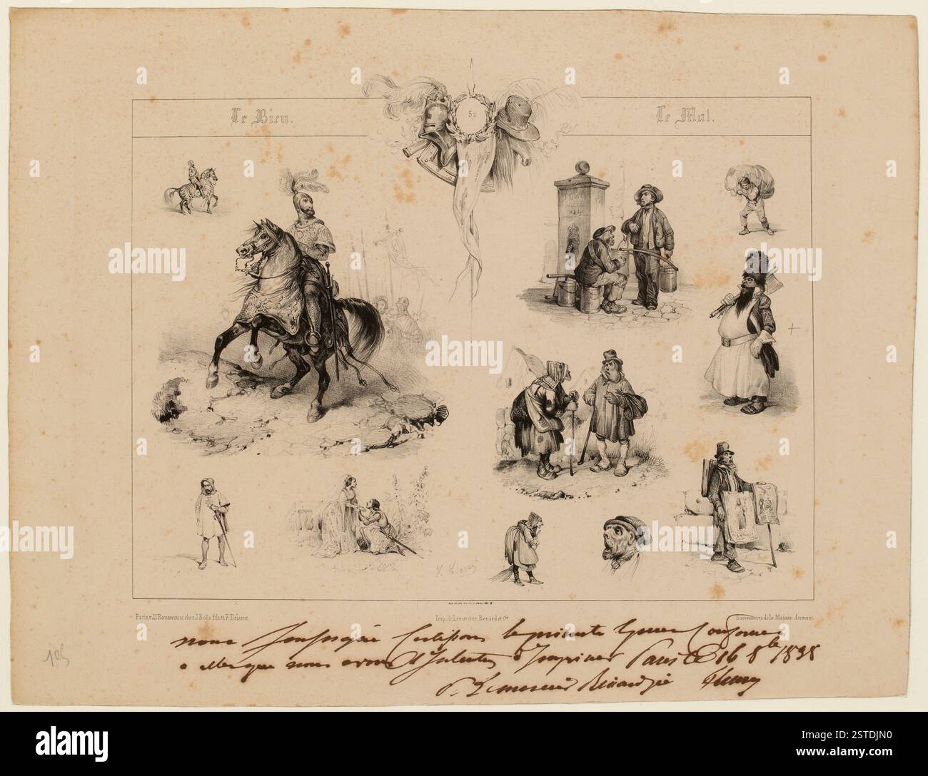 On the left, a rider in medieval armor, with vignettes of a crusader ...